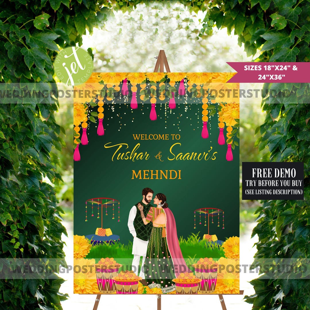 Mehndi Sign, Mendhi Decor Sign, Couple Henna Sign, Henna Night Signs ...
