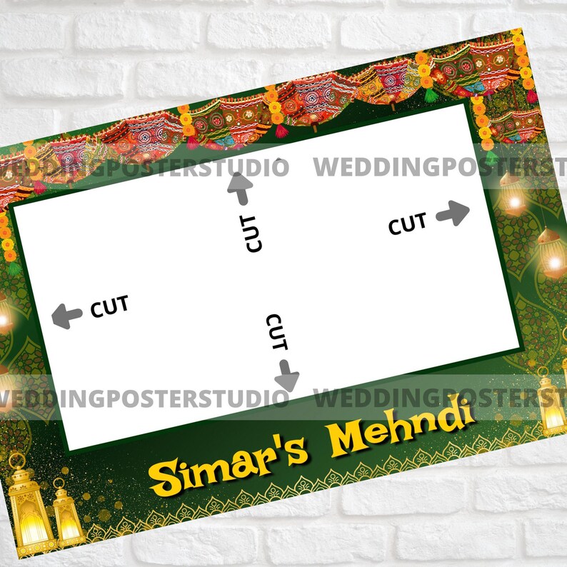 Editable Mehndi Photo Booth Frame: Indian Wedding Decor (24"x36 ...