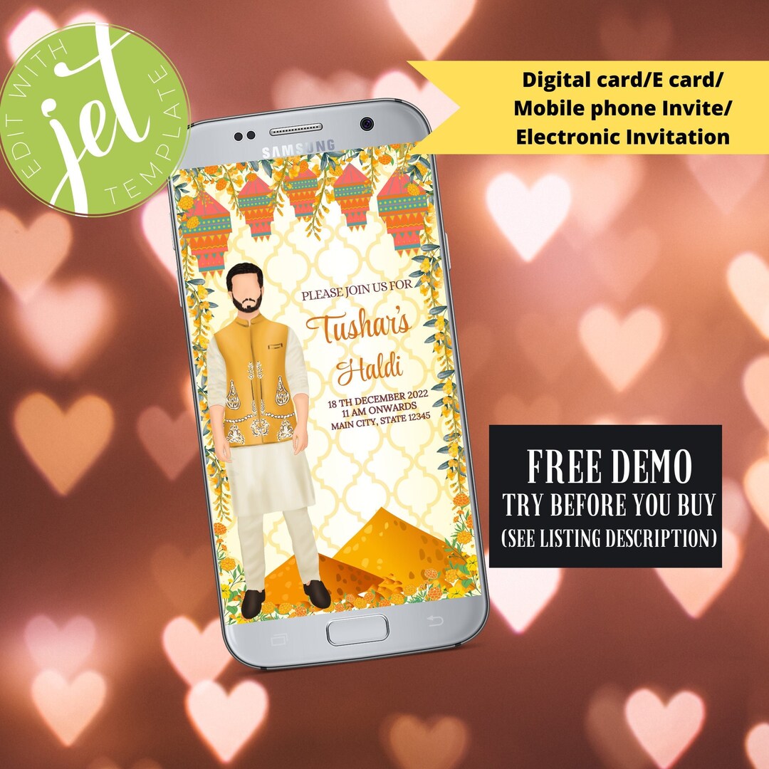 Haldi Ceremony Mobile Invitation: Gaye Holud E-card (digital Download ...