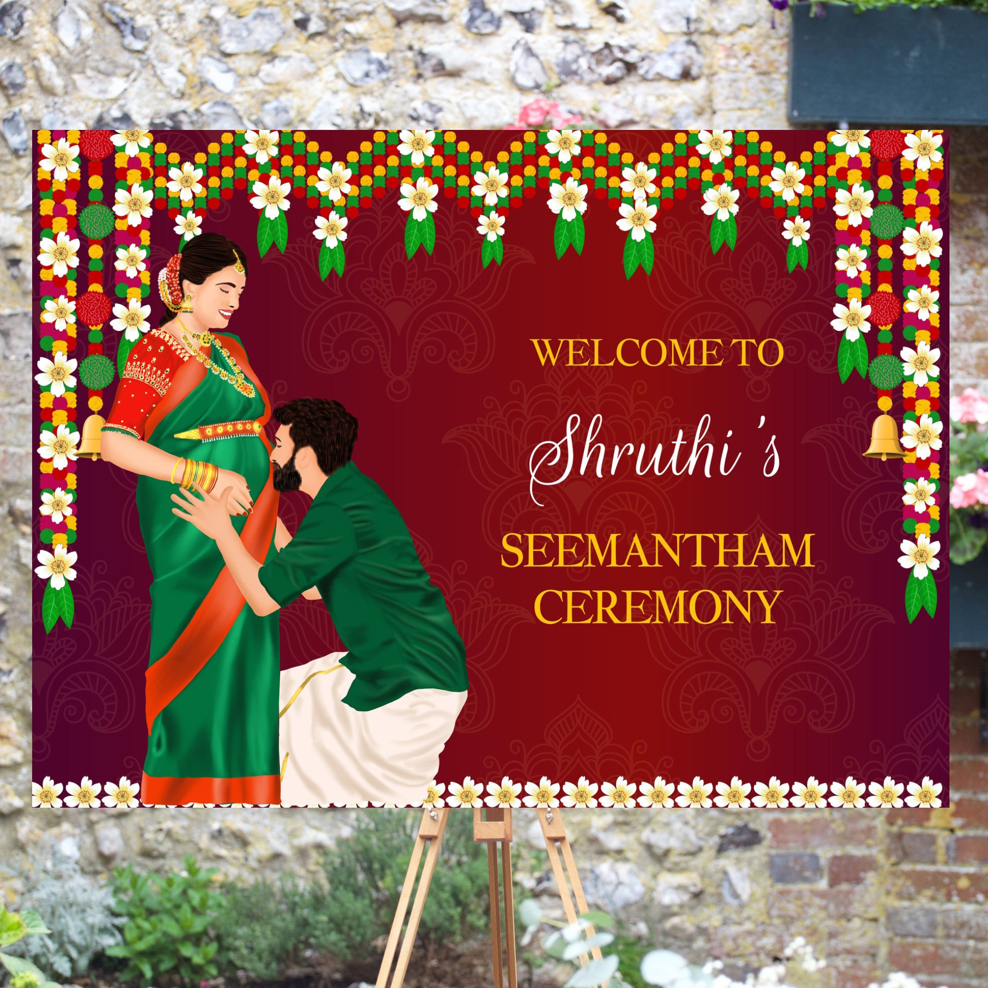 Seemantham Ceremony Sign: Desi Baby Shower Decor (digital Download) - Etsy