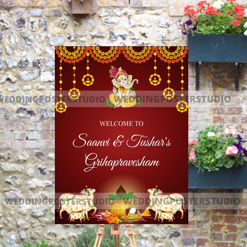 Grihapravesham Sign: Indian Housewarming Decor (digital Download) - Etsy