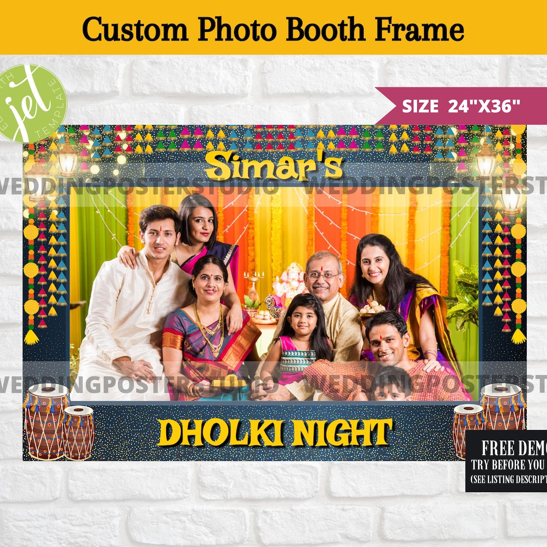Dholki, Sangeet, Mehndi Photo Booth Frame: Indian Wedding Prop (digital ...