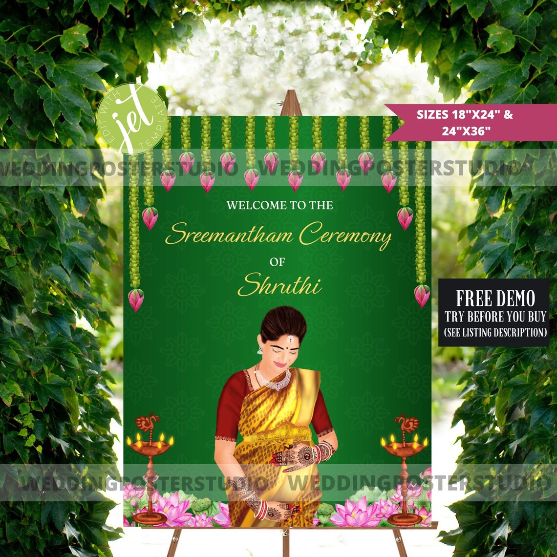 Seemantham Ceremony Sign: Desi Baby Shower Decor (digital Download) - Etsy