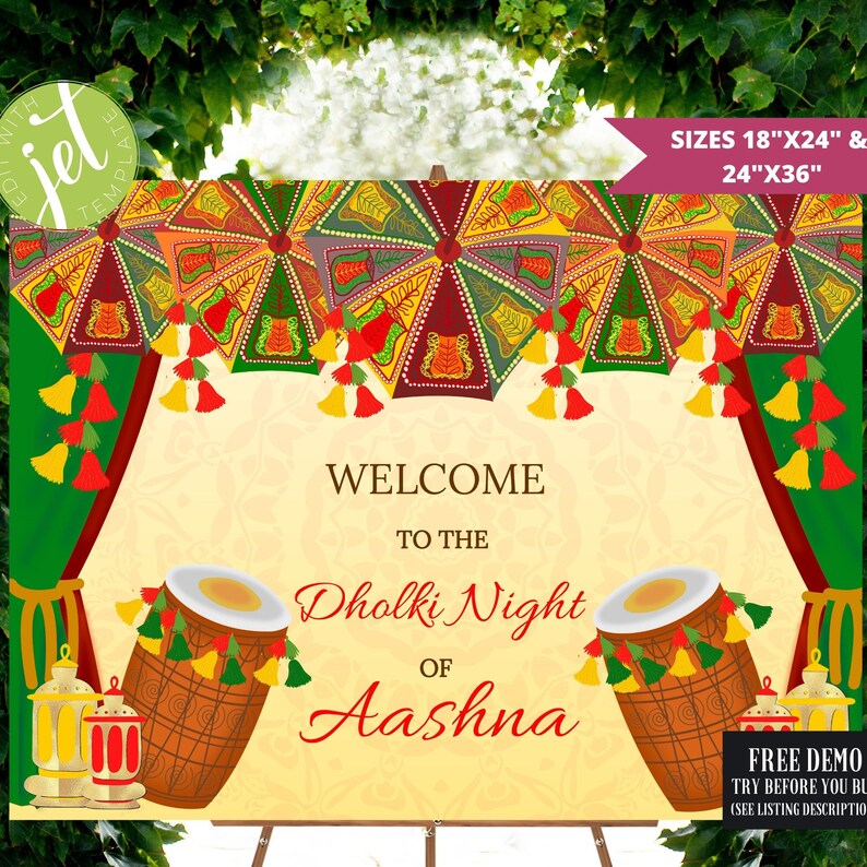 Dholki/sangeet Welcome Sign: Desi Wedding Decor (digital Download) - Etsy