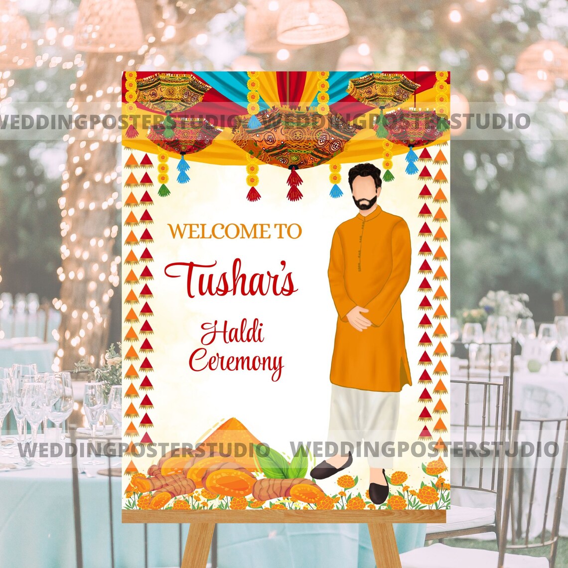 Haldi Welcome Sign: Indian Wedding Ceremony Decor (digital Download) - Etsy