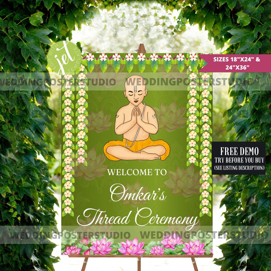 Editable Upanayan Ceremony Sign, Sacred Thread Ceremony Signage, Janeau ...