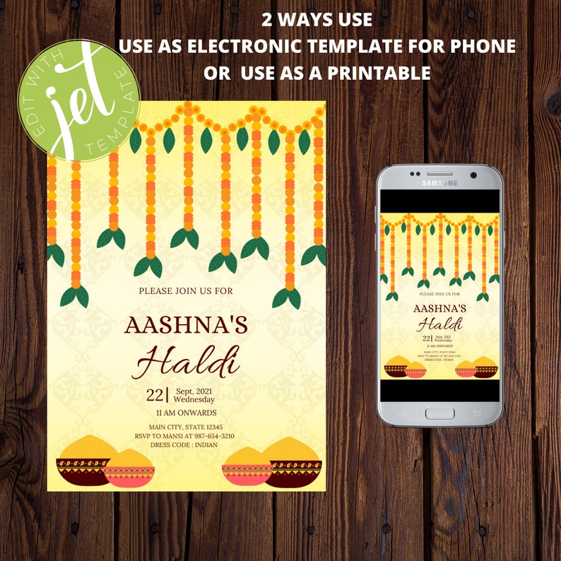 Customizable Desi Cards for Various Occasions Haldi - Etsy