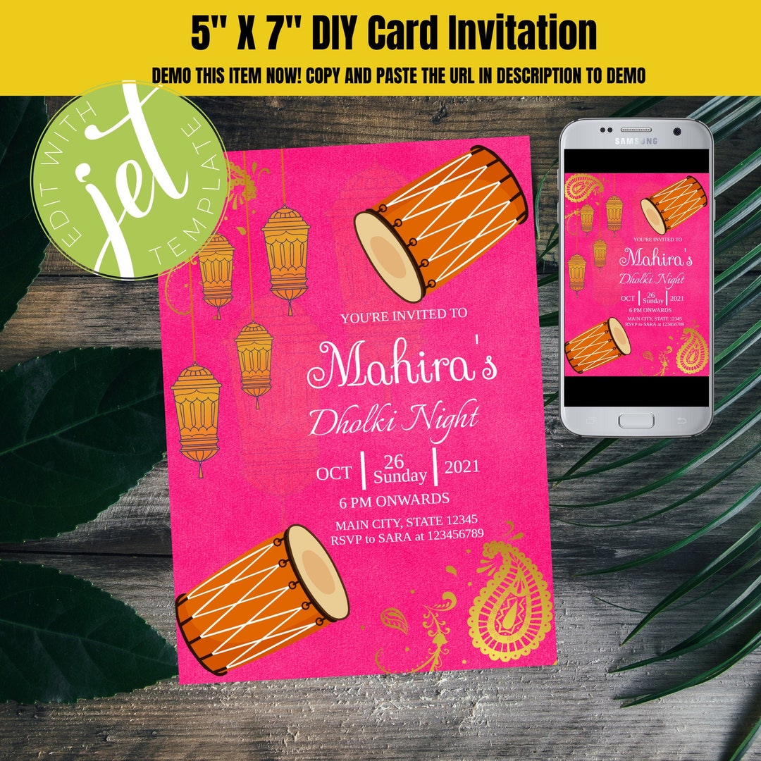 Sangeet/dholki Invitation Dholki Night Invite Sangeet - Etsy