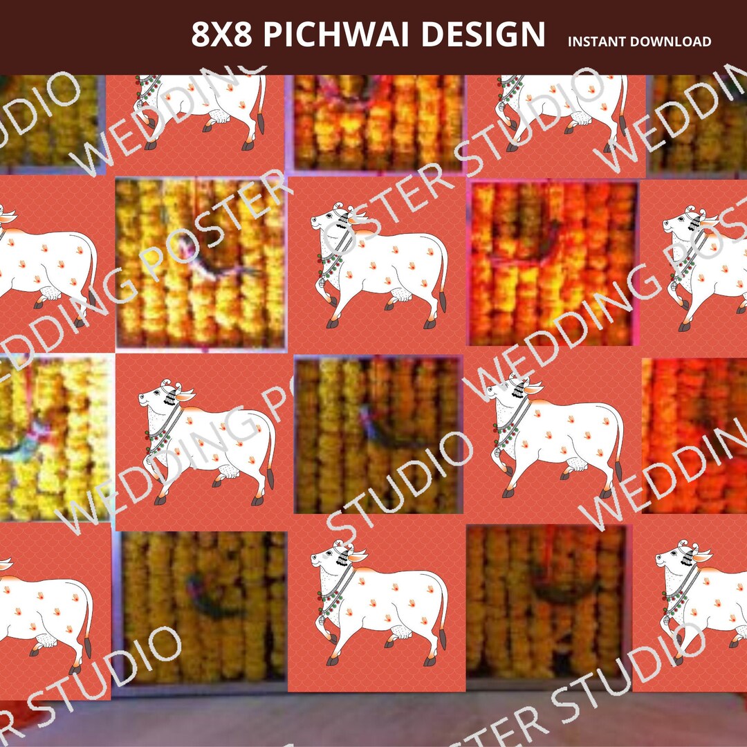 8x8 Pichwai Background Decor Digital File, Indian Wedding Backdrop ...