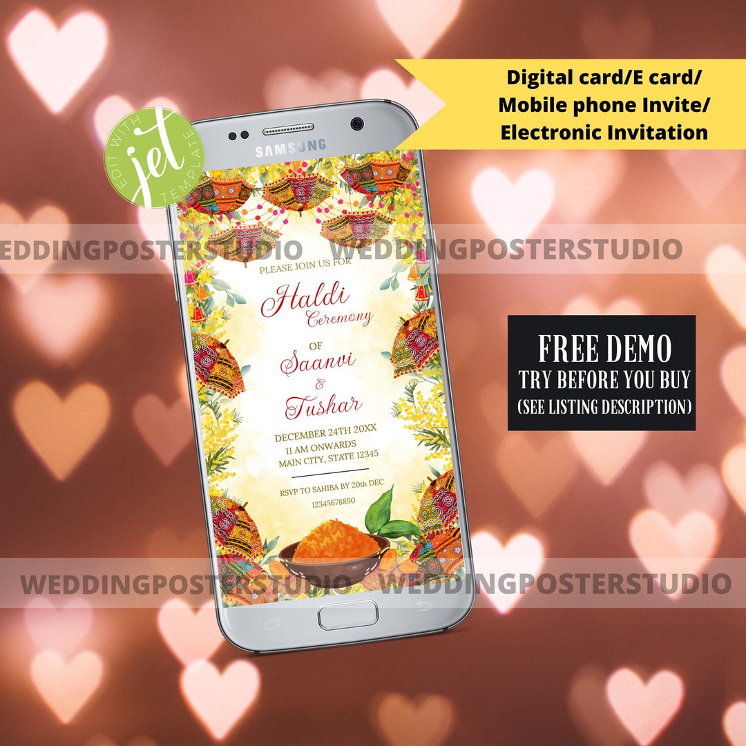 Haldi Phone Invite, Mayoun Digital Phone Invite, Vatna/pithi Invite ...
