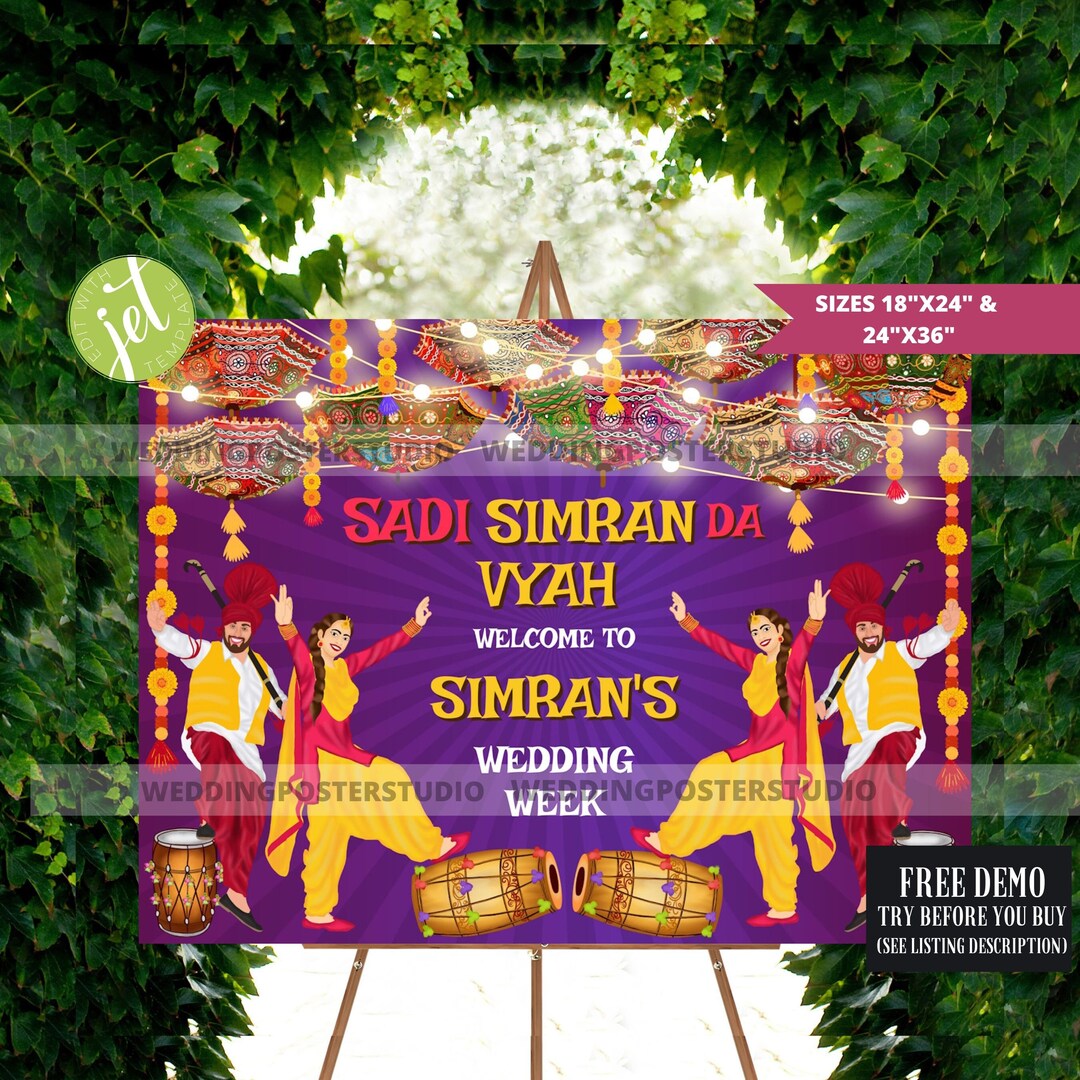 Punjabi Wedding Week Sign: Sade Kuri Da Viah, Jago Night Decor (digital ...