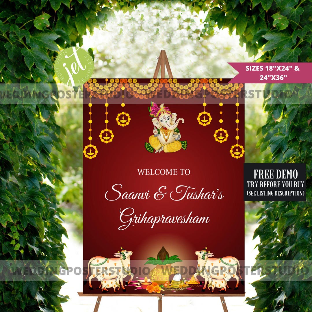Grihapravesham Sign: Indian Housewarming Decor (digital Download) - Etsy
