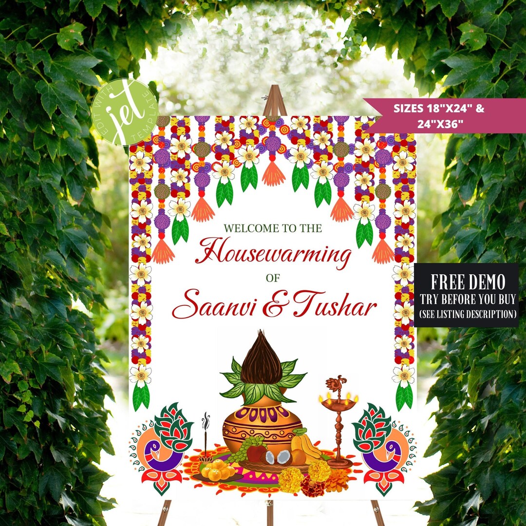 Housewarming Sign, Grah Shanti Sign, Vidhi Sign, Pooja Welcome Sign ...