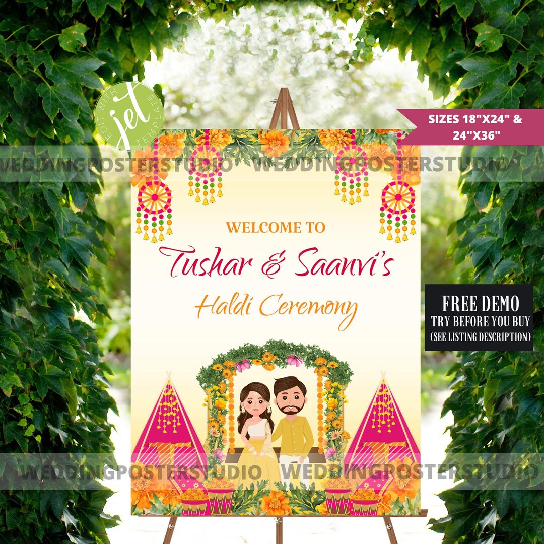 Couple Haldi Sign as Haldi Decor, Vatna Sign, Maticoor Sign, Gaye Holud ...