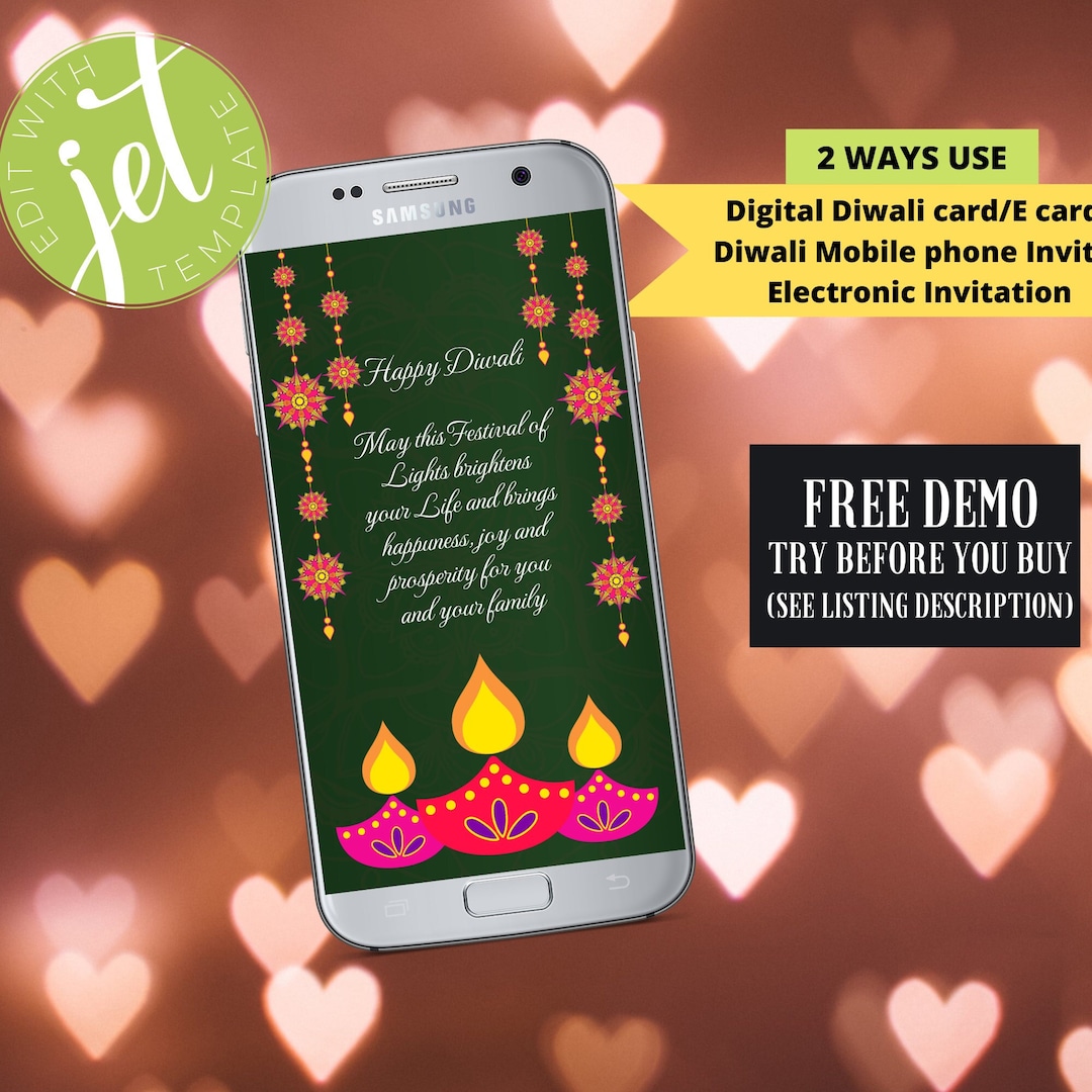 DIY Diwali Mobile Phone Invite or Diwali E Card Diwali - Etsy