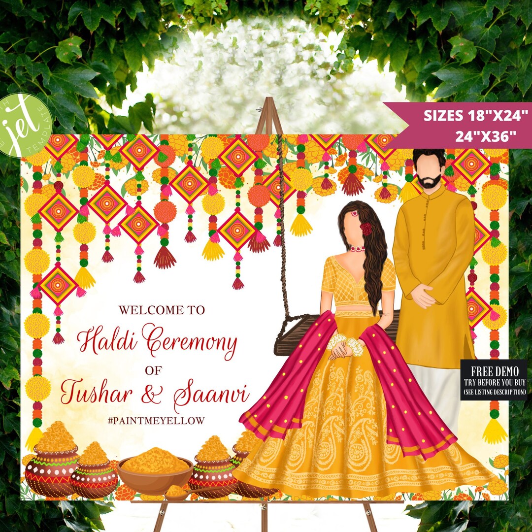Couple Haldi Sign Maiyan Welcome Sign Vatna Sign Maticoor Sign Gaye
