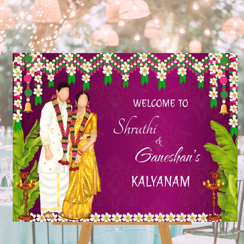 Tamil and Telugu Wedding Welcome Sign South Indian Wedding - Etsy