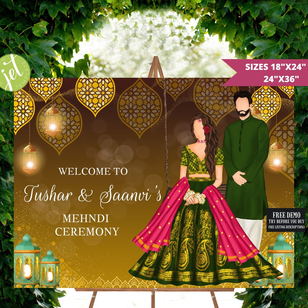 Couple Mehndi Sign, Sangeet Sign, Wedding Sign, Hindu & Muslim Wedding ...