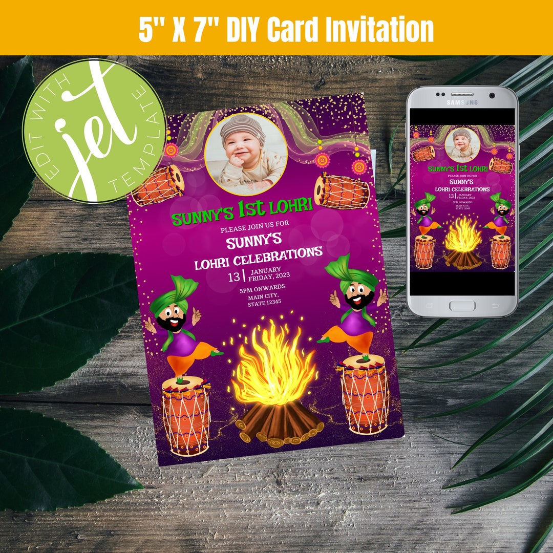 DIY Lohri Invitation, Lohri Party Invite, Lohri Digital Invite, Instant ...