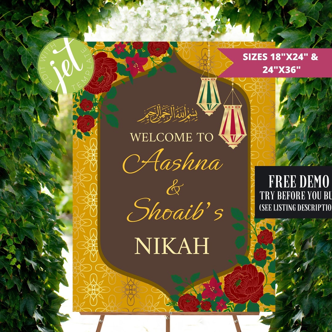 Customizable Nikah Sign: Muslim Wedding Decor (digital Download) - Etsy