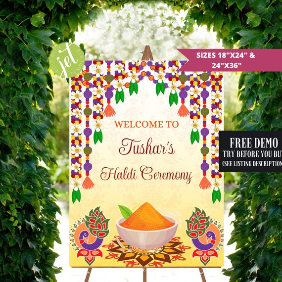 Haldi Sign Haldi Welcome Sign Vatna Sign Maticoor Sign - Etsy