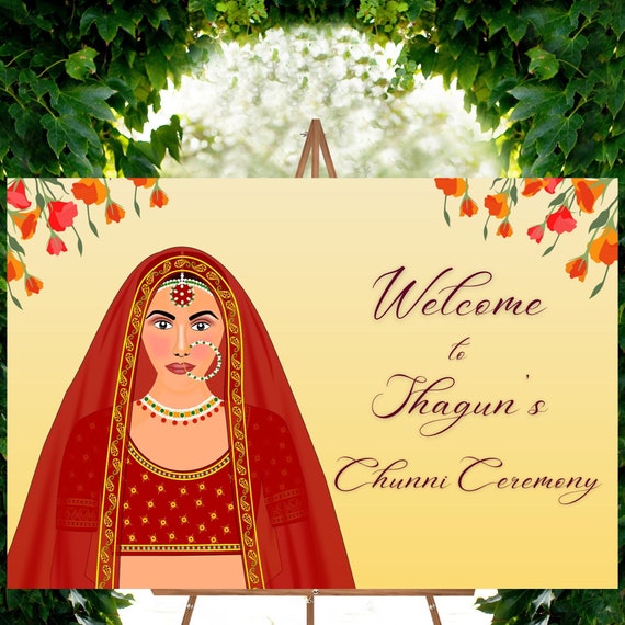 Chunni Ceremony Sign Punjabi wedding sign Maiyan sign | Etsy