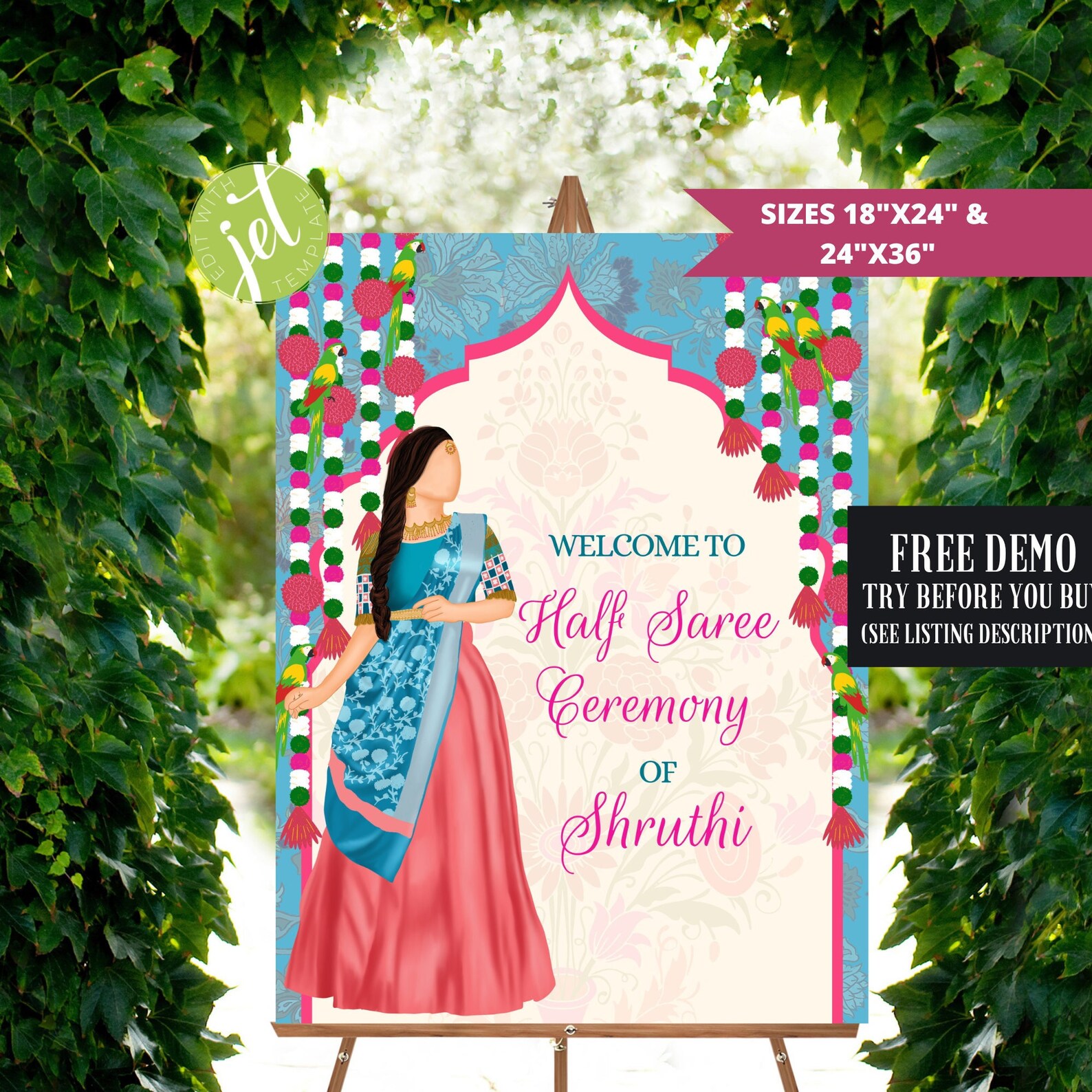 Half Saree Ceremony Sign Half Saree Welcome Sign South - Etsy