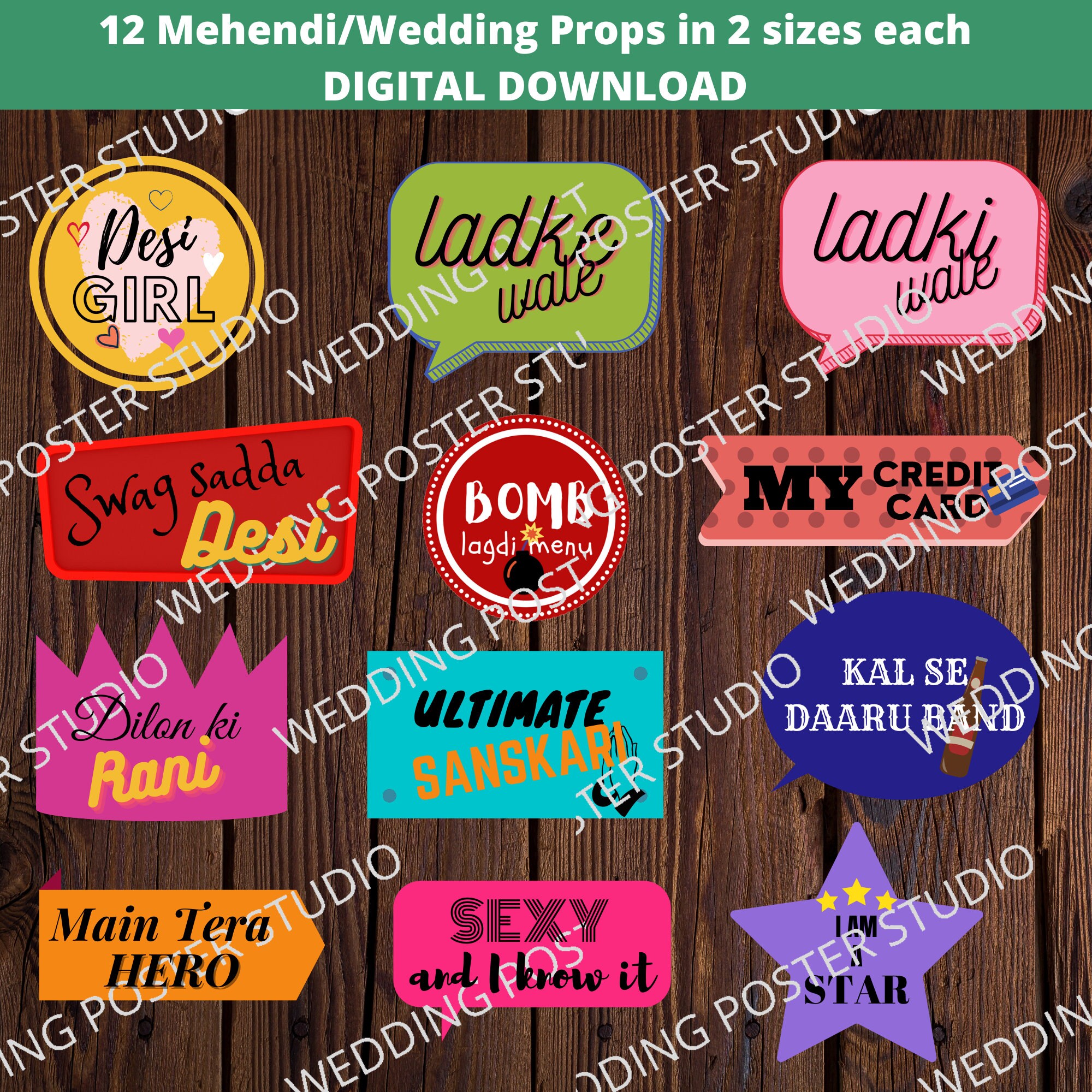 Customizable Props Indian Props Desi Props Wedding Props - Etsy UK