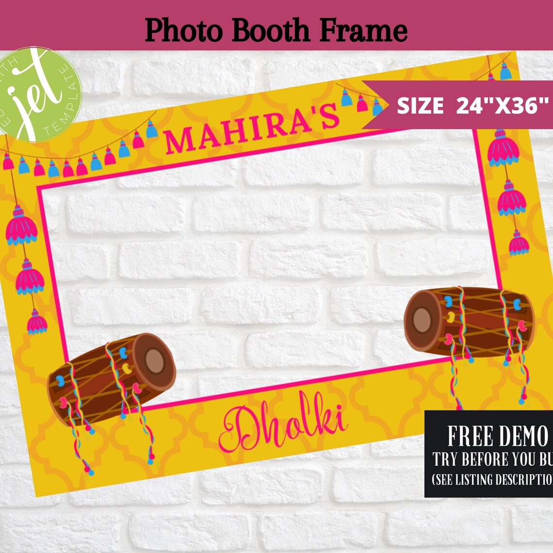 Dholki/sangeet/jaggo Photo Booth Frame Dholki Props Wedding - Etsy