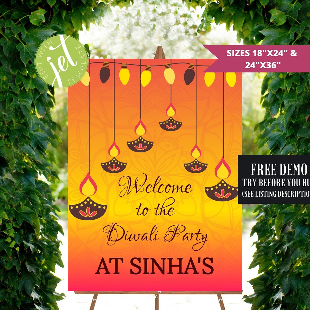 Diwali Sign Diwali Welcome Sign Hindu Festival Sign Diwali - Etsy
