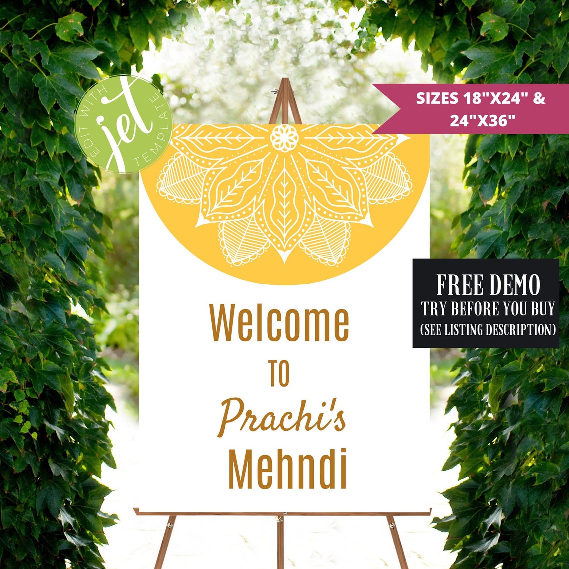 Indian Wedding Sign Mehndi Sign Haldi Sign Henna Poster | Etsy