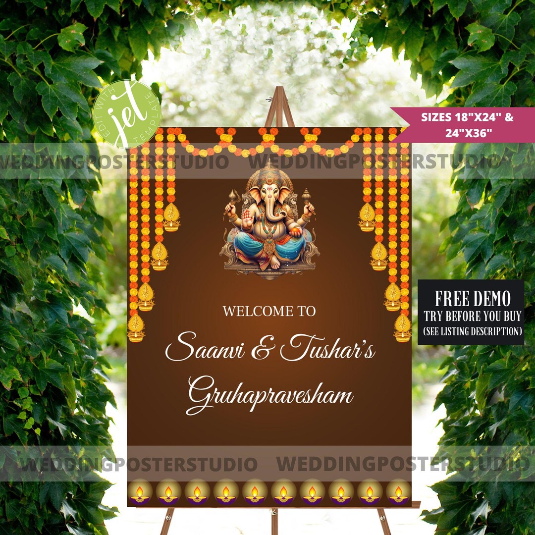 Grihapravesham Sign, Indian Housewarming Sign, Vastu Shanti Sign, Desi ...