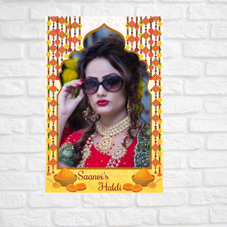 Haldi Photo Booth Frame: Desi Wedding Props (24x36" PDF) - Etsy