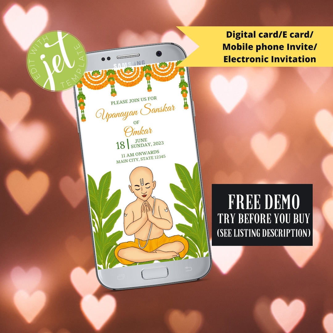 Thread Ceremony Invite, Upanayan Sanskar Invite, Upanayanam Phone ...