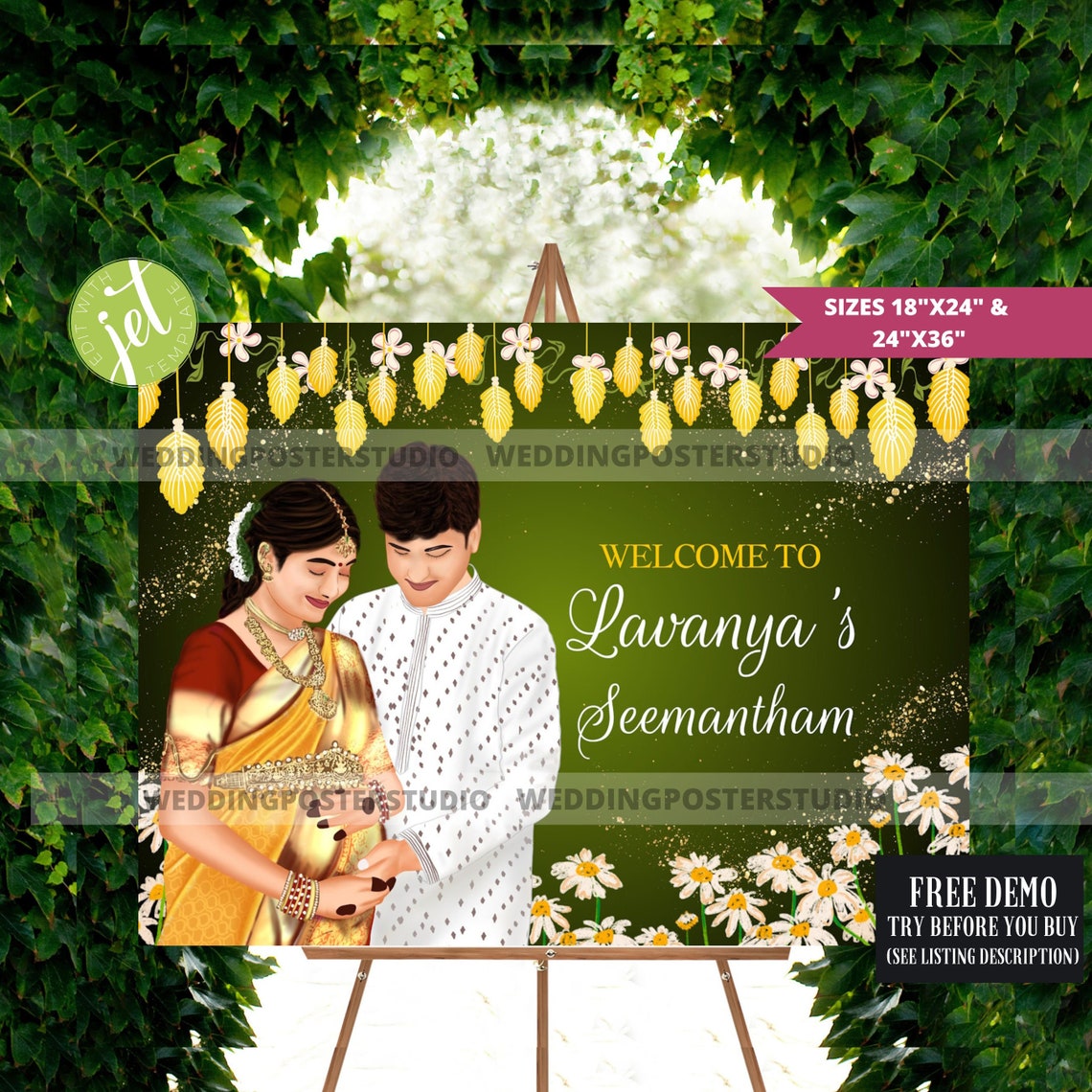 Seemantham Ceremony Sign: Desi Baby Shower Decor (digital Download) - Etsy