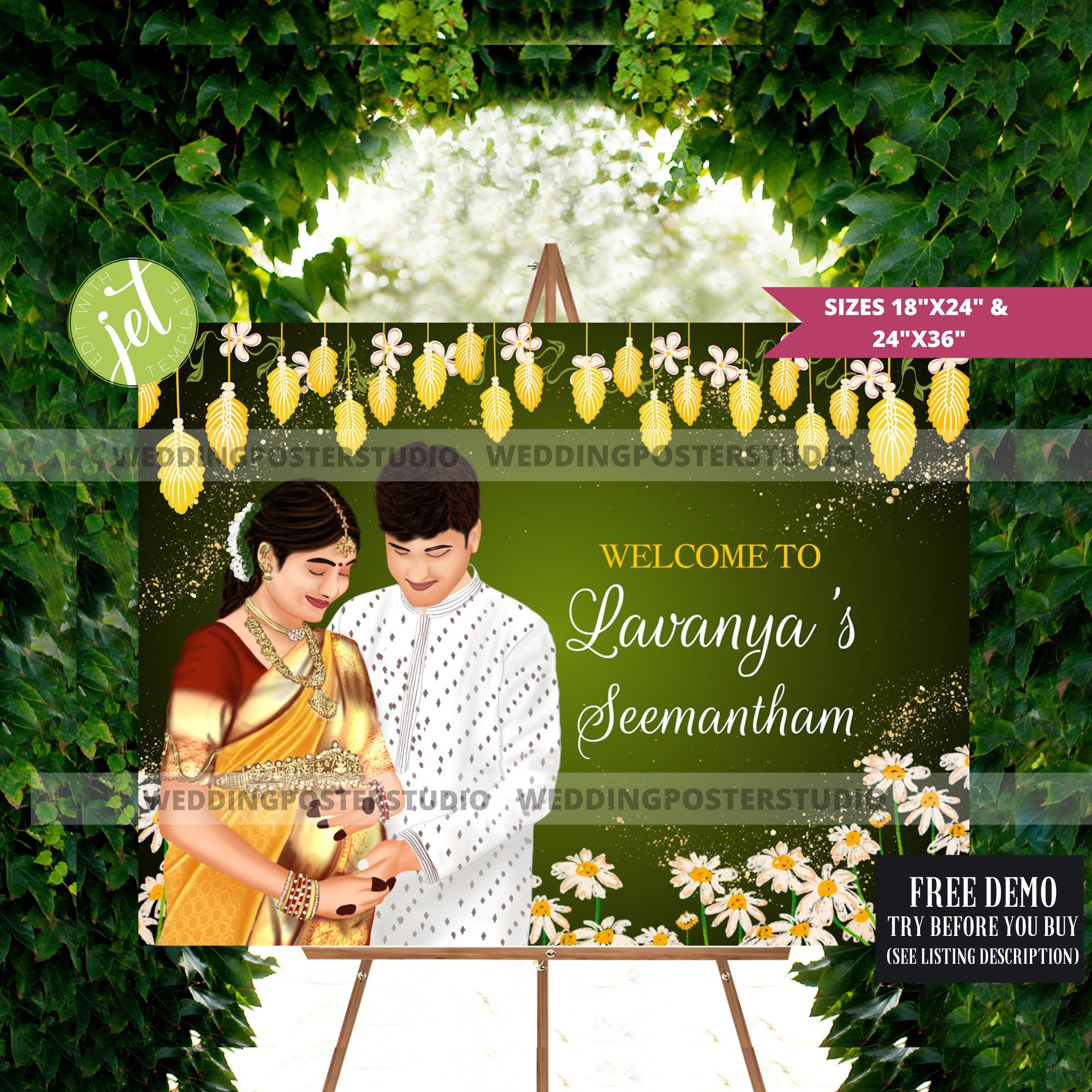 Seemantham Ceremony Sign: Desi Baby Shower Decor (digital Download) - Etsy