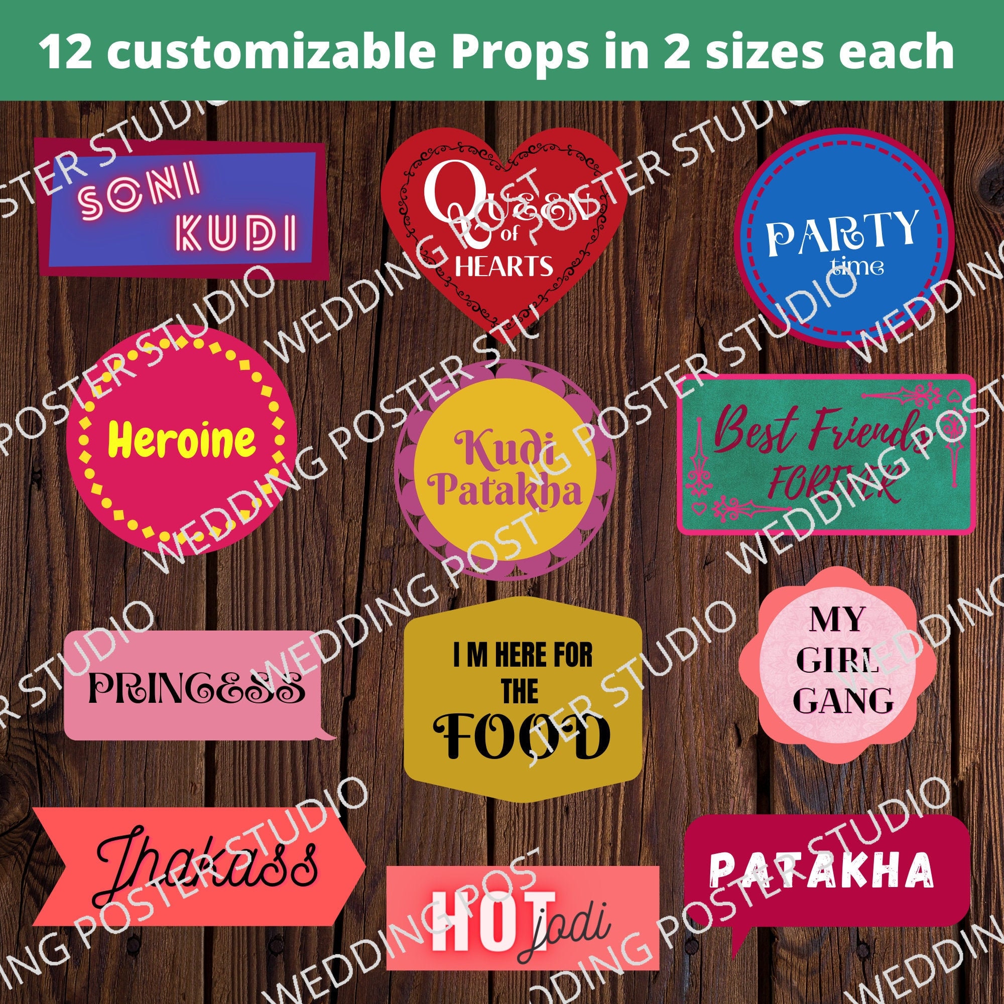 Customizable Props Indian Props Desi Props Wedding Props - Etsy UK