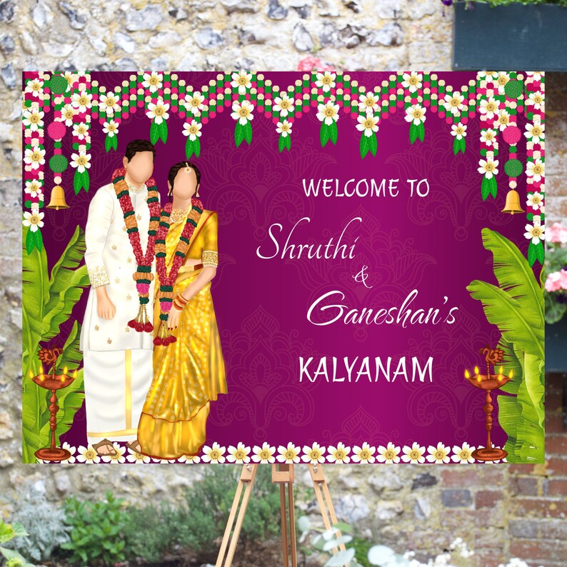 Tamil and Telugu Wedding Welcome Sign South Indian Wedding - Etsy
