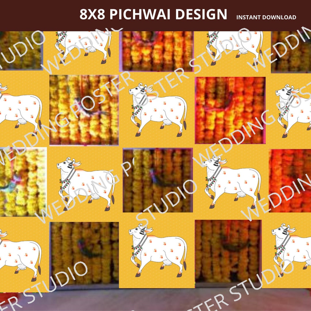 8x8 Pichwai Background Decor Digital File, Indian Wedding Backdrop ...