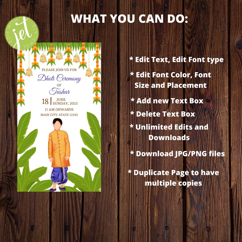 Dhoti Ceremony Invitation: Hindu Puja, Pattu Veshti (digital Download ...