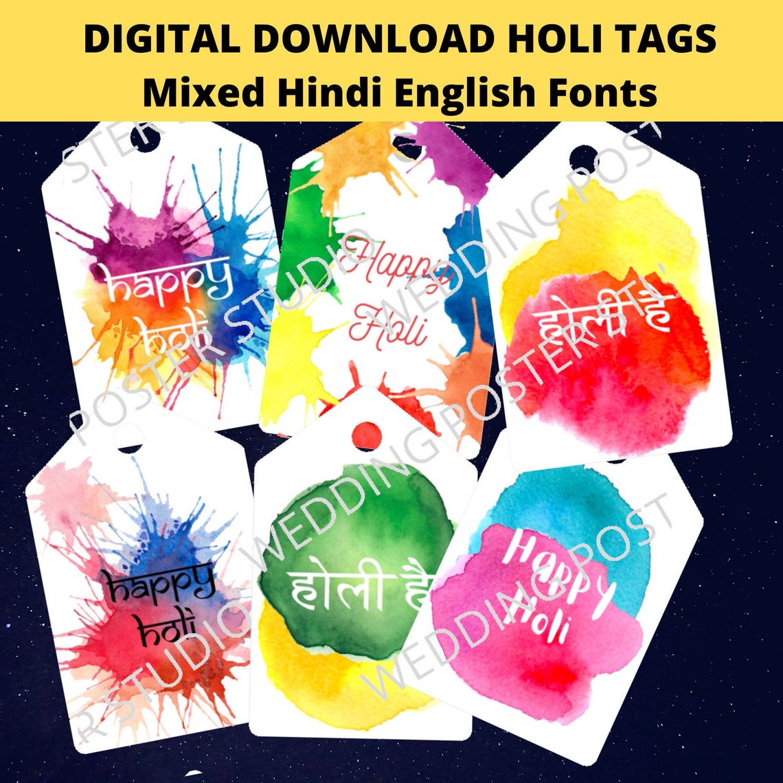6 Assorted Color Holi Gift Tags 6 Unique Thank You Gift Tags - Etsy