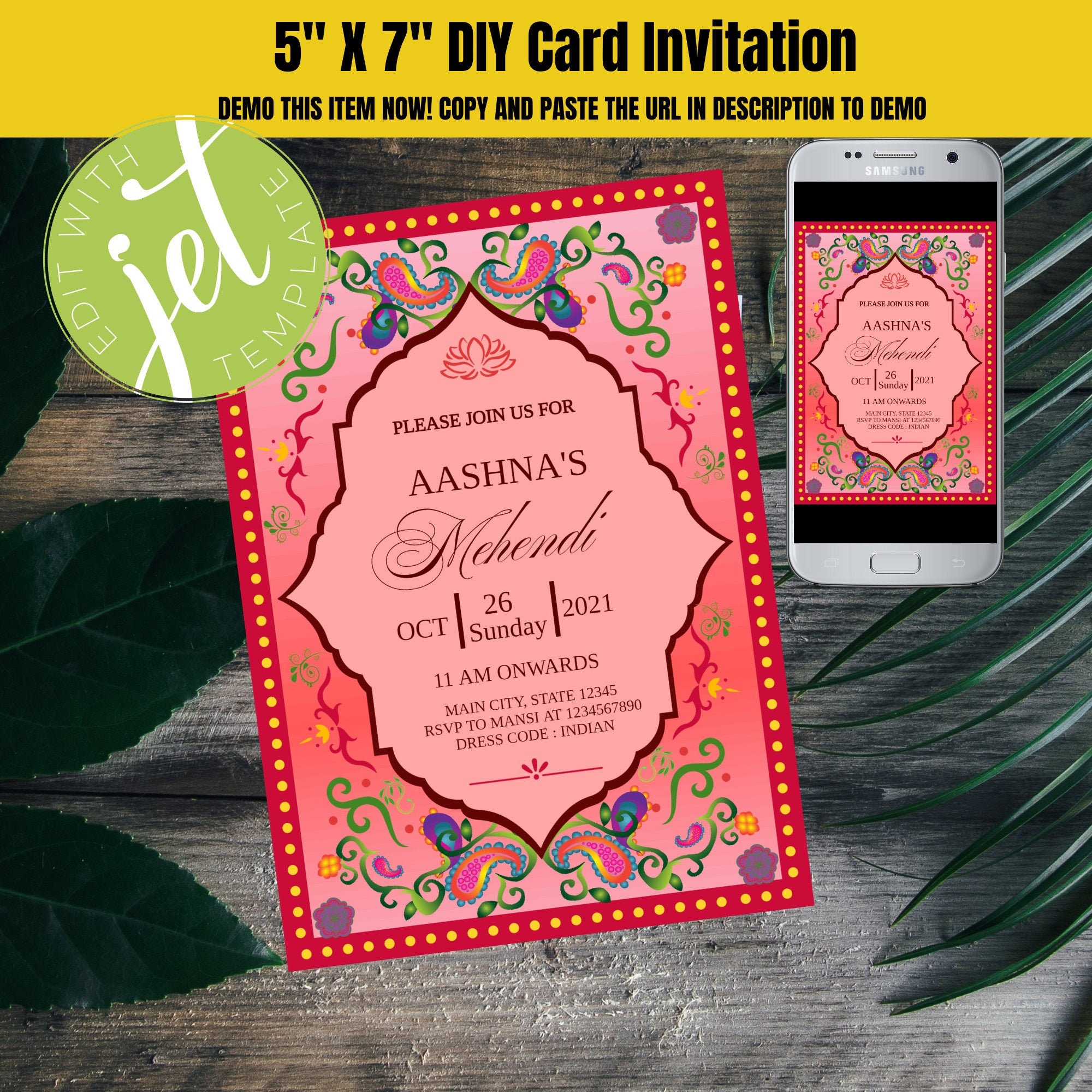 Customizable Desi Cards for Various Occasions Mehndi - Etsy India