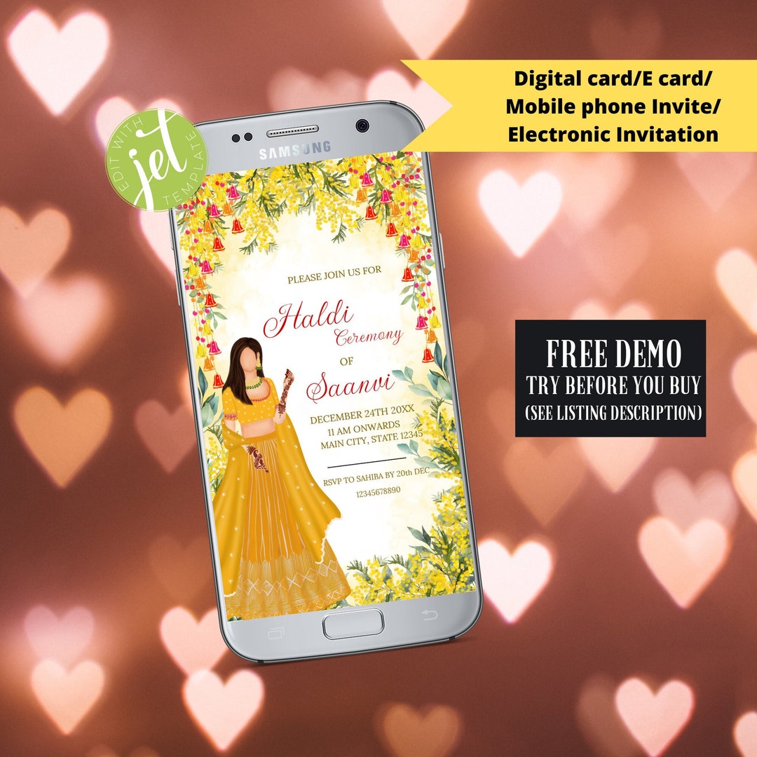 Haldi Ceremony Mobile Invite: Gaye Holud, Maticoor (digital Download ...