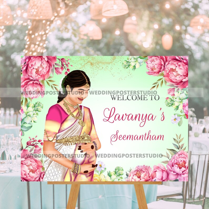 Seemantham Ceremony Sign: Desi Baby Shower Decor (digital Download) - Etsy