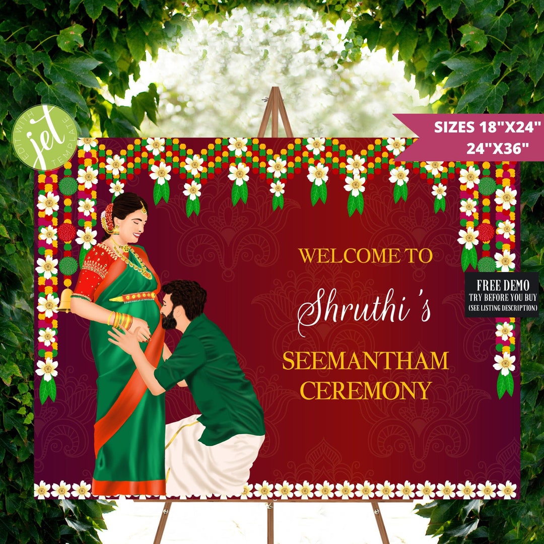 Seemantham Ceremony Sign: Desi Baby Shower Decor (digital Download) - Etsy