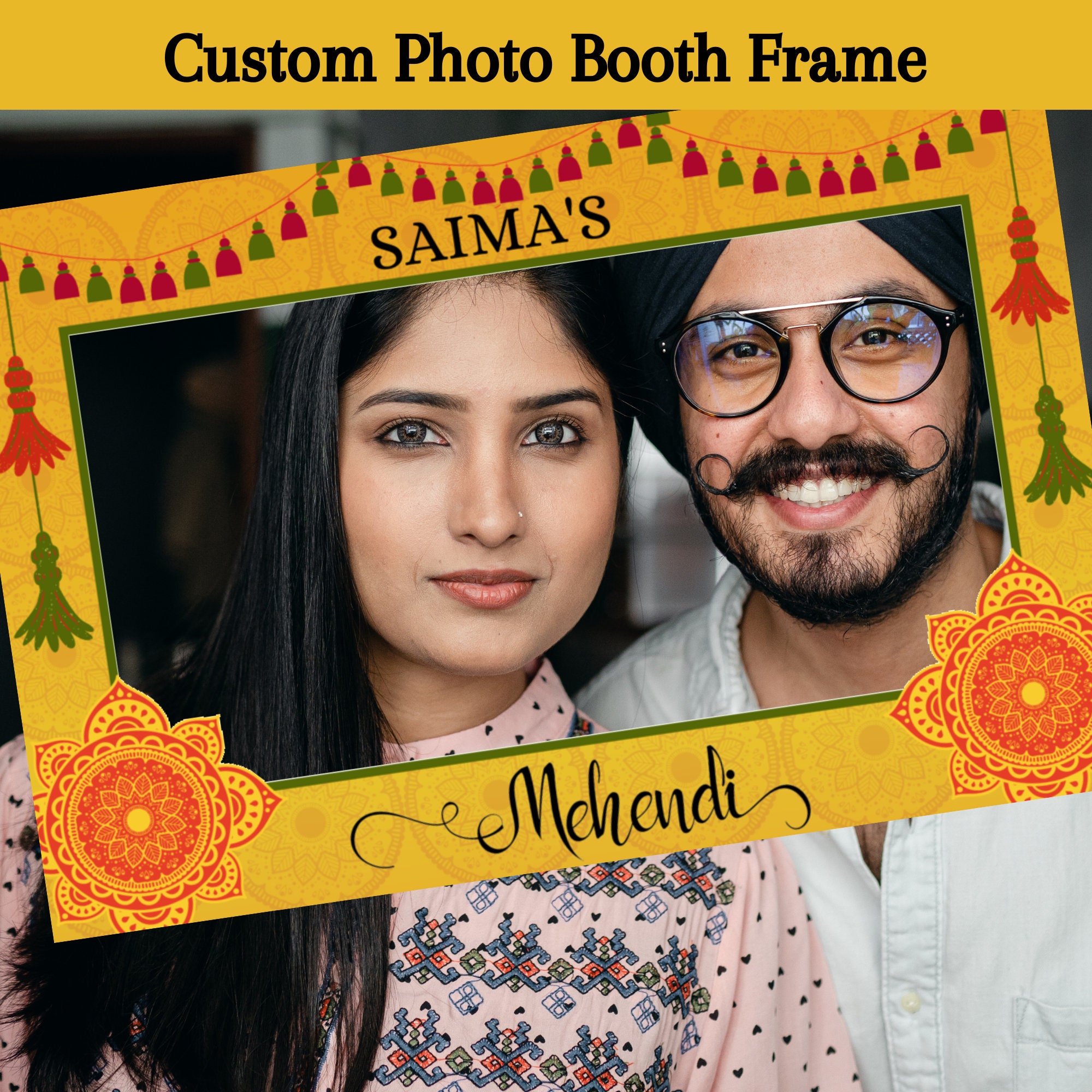 Editable Mehndi Photo Booth Frame: Indian Wedding Decor (24"x36 ...