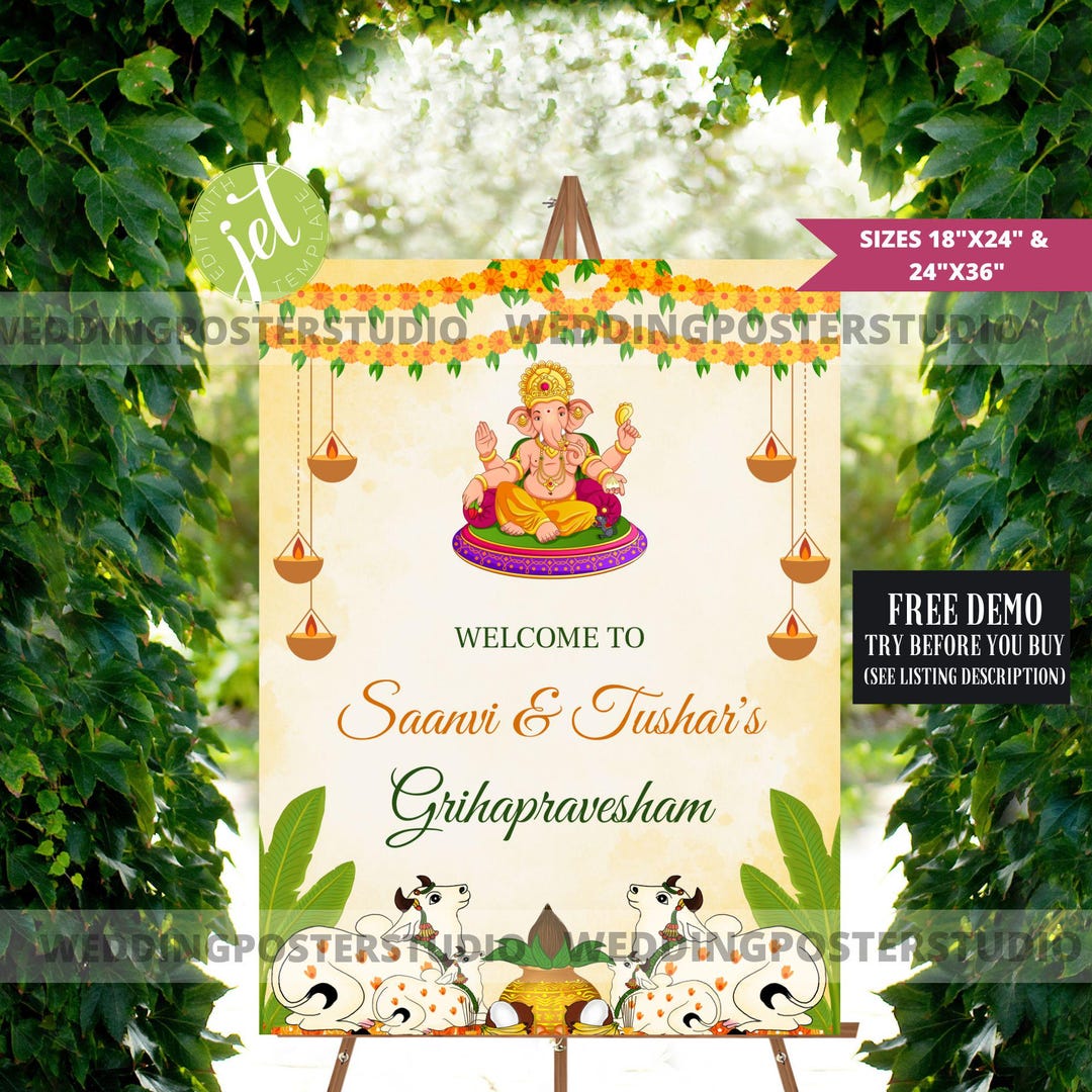 Ganesha Housewarming Signage, Grihapravesham Sign Digital File, Vastu ...