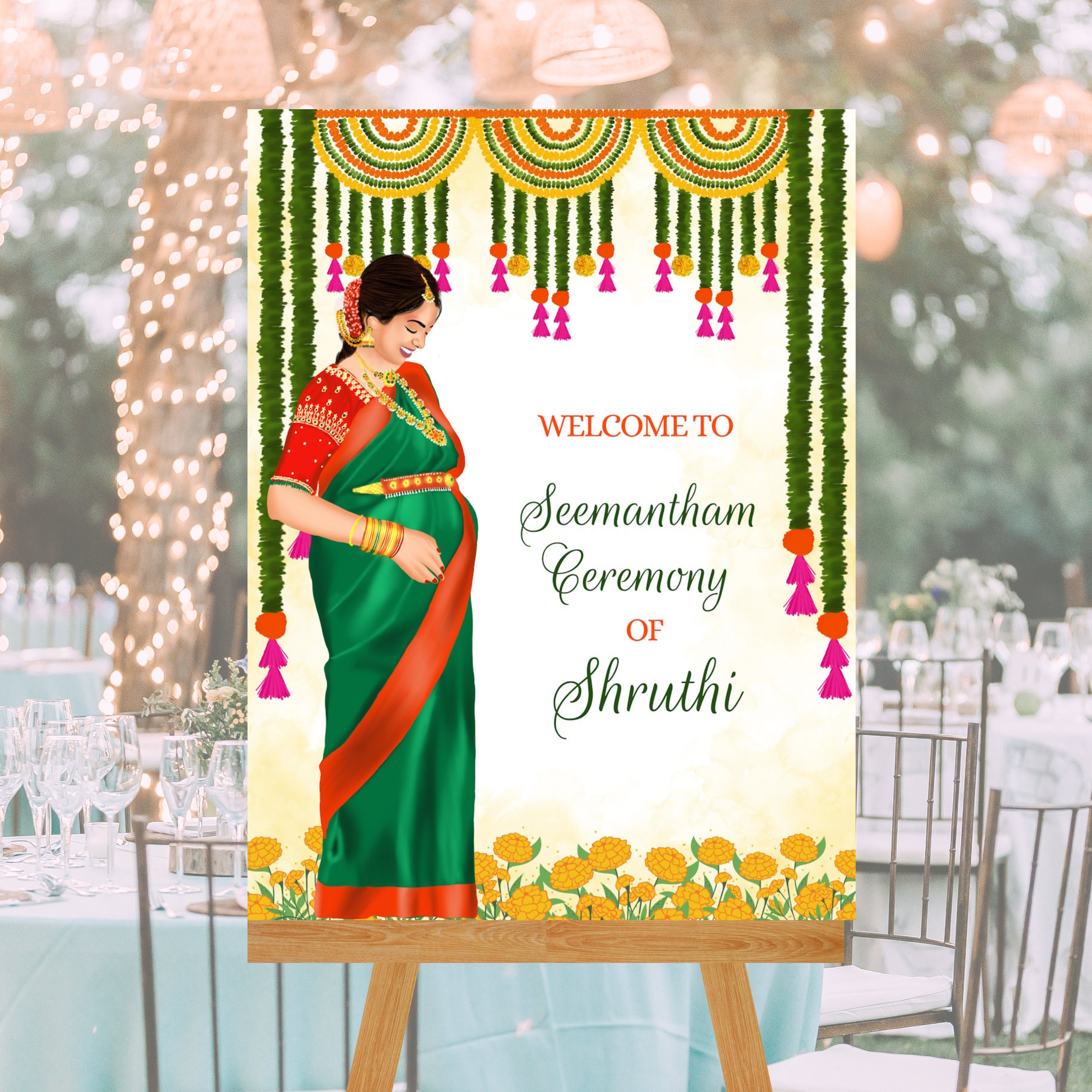 Seemantham Ceremony Sign: Desi Baby Shower Decor (digital Download) - Etsy