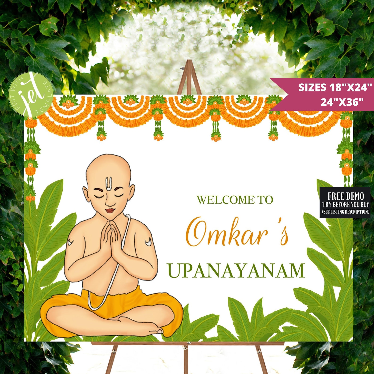 Editable Upanayanam Ceremony Sign: Hindu Thread Ceremony (digital ...