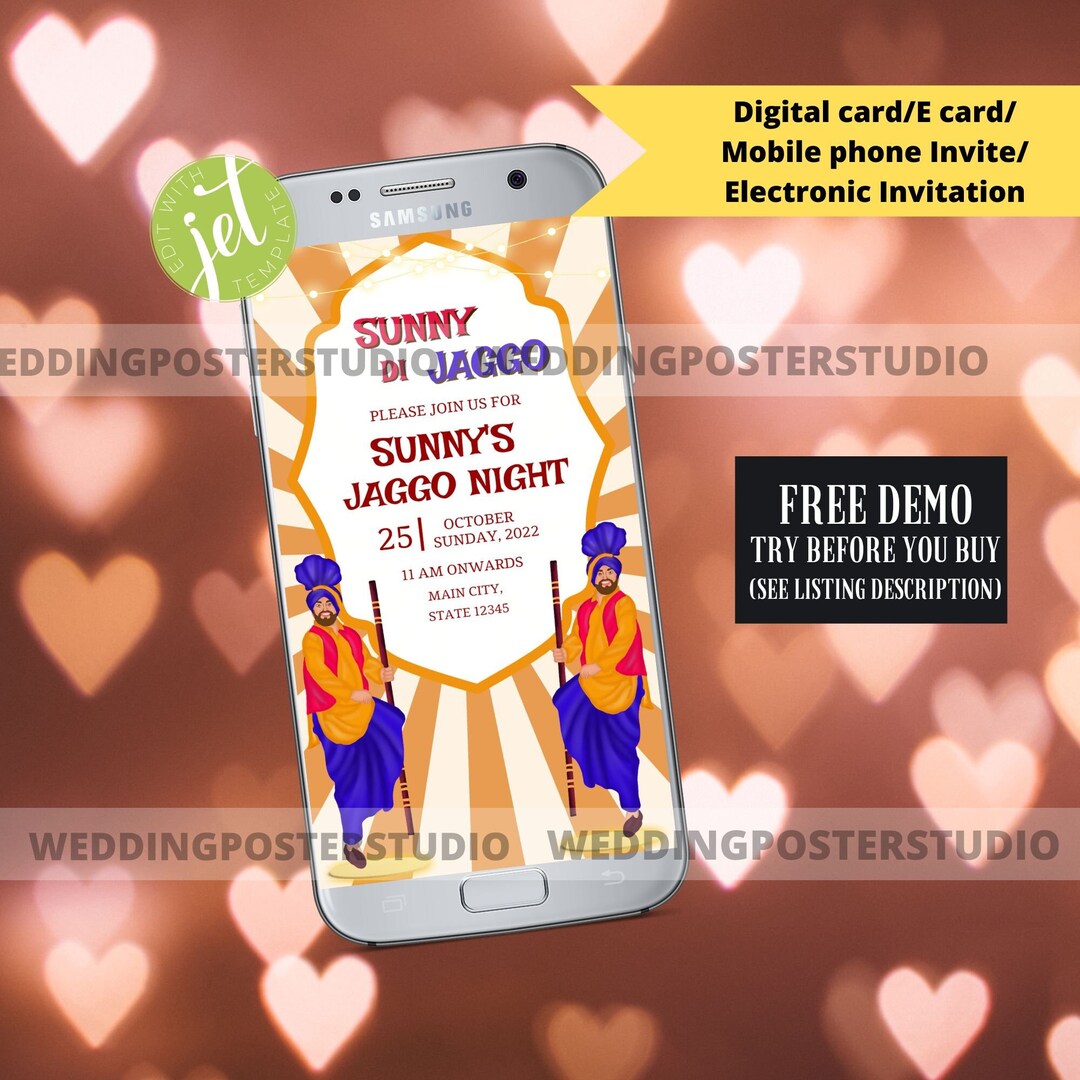 Punjabi Wedding Invite, Jaggo Phone Invite, Punjabi Wedding Week, Sikh ...